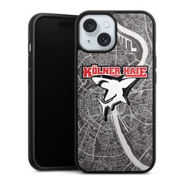 DeinDesign iPhone 15 Handy Gallery Case Handyh&uuml;lle 9H Geh&auml;rtetes Glas R&uuml;ckseite H&uuml;lle K&ouml;lner Haie Ice Hockey Official Licensed Product Gallery Case