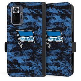 DeinDesign Xiaomi Redmi Note 10 Pro Handy Klapph&uuml;lle Handyh&uuml;lle aus Kunst Leder schwarz Flip Case Flag Logo Hertha Bsc Sideflip mit langer Lasche