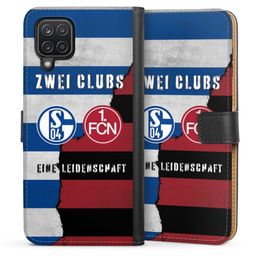 DeinDesign Galaxy A12 Handy Klapph&uuml;lle Handyh&uuml;lle aus Kunst Leder schwarz Flip Case Fc Schalke 04 Friendship 1. Fc N&uuml;rnberg Sideflip mit langer Lasche