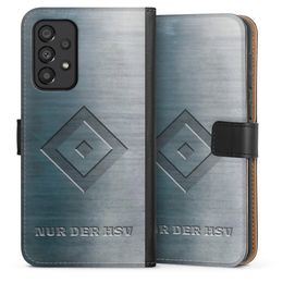 DeinDesign Galaxy A33 5G Handy Klapph&uuml;lle Handyh&uuml;lle aus Kunst Leder schwarz Flip Case Hsv Metallic Look Hamburger Sv Sideflip mit langer Lasche