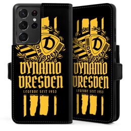DeinDesign Galaxy S21 Ultra 5G Handy Klapph&uuml;lle Handyh&uuml;lle aus Kunst Leder schwarz Flip Case Sg Dynamo Dresden Statement Sgd Sideflip mit Lasche