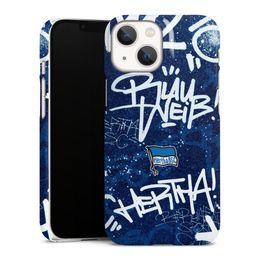 DeinDesign iPhone 13 Mini Handy Premium Case Smartphone Handyh&uuml;lle Schutzh&uuml;lle gl&auml;nzend Official Licensed Product Hertha Bsc Graffiti Premium Case