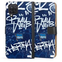 DeinDesign Galaxy A12 Handy Klapph&uuml;lle Handyh&uuml;lle aus Kunst Leder schwarz Flip Case Official Licensed Product Hertha Bsc Graffiti Sideflip mit langer Lasche