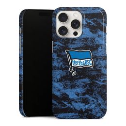 DeinDesign iPhone 15 Pro Max Handy Premium Case Smartphone Handyh&uuml;lle Schutzh&uuml;lle gl&auml;nzend Flag Hertha Bsc Logo Premium Case