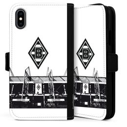 DeinDesign iPhone X Handy Klapph&uuml;lle Handyh&uuml;lle aus Kunst Leder schwarz Flip Case Stadium Die Fohlen Borussia M&ouml;nchengladbach Sideflip mit langer Lasche