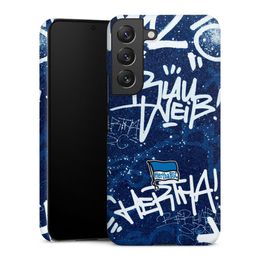 DeinDesign Galaxy S22 Handy Premium Case Smartphone Handyh&uuml;lle Schutzh&uuml;lle matt Official Licensed Product Hertha Bsc Graffiti Premium Case