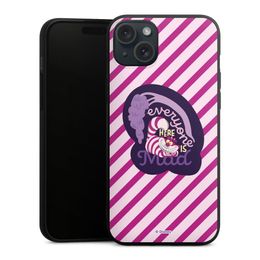 DeinDesign iPhone 15 Plus Handy Premium Silikon H&uuml;lle Handyh&uuml;lle schwarz Case Disney Grinning Cat Alice In Wonderland Silikon Premium Case