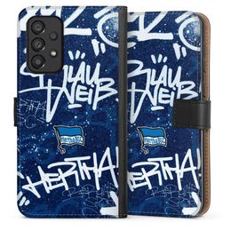 DeinDesign Galaxy A33 5G Handy Klapph&uuml;lle Handyh&uuml;lle aus Kunst Leder schwarz Flip Case Hertha Bsc Official Licensed Product Graffiti Sideflip mit langer Lasche