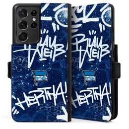 DeinDesign Galaxy S21 Ultra 5G Handy Klapph&uuml;lle Handyh&uuml;lle aus Kunst Leder schwarz Flip Case Official Licensed Product Hertha Bsc Graffiti Sideflip mit Lasche