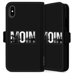 DeinDesign iPhone X Handy Klapph&uuml;lle Handyh&uuml;lle aus Kunst Leder schwarz Flip Case Hamburger Sv Hsv Official Licensed Product Sideflip mit langer Lasche