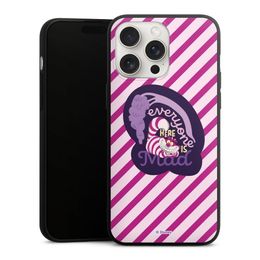 DeinDesign iPhone 15 Pro Max Handy Premium Silikon H&uuml;lle Handyh&uuml;lle schwarz Case Disney Grinning Cat Alice In Wonderland Silikon Premium Case