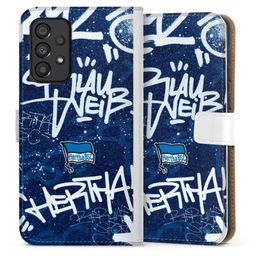 DeinDesign Galaxy A33 5G Handy Klapph&uuml;lle Handyh&uuml;lle aus Kunst Leder wei&szlig; Flip Case Hertha Bsc Official Licensed Product Graffiti Sideflip mit Lasche