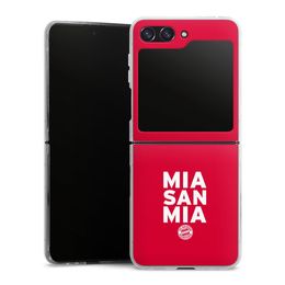DeinDesign Galaxy Z Flip 5 Handy Hard Case Schutzh&uuml;lle transparent Smartphone Handy H&uuml;lle Fc Bayern M&uuml;nchen Mia San Mia Fcb Hard Case