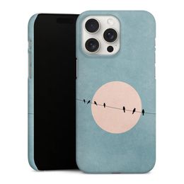 DeinDesign iPhone 15 Pro Max Handy Premium Case Smartphone Handyh&uuml;lle Schutzh&uuml;lle matt Bird Turquoise Moon Premium Case