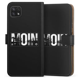 DeinDesign Galaxy A22 5G Handy Klapph&uuml;lle Handyh&uuml;lle aus Kunst Leder schwarz Flip Case Hamburger Sv Hsv Official Licensed Product Sideflip mit langer Lasche