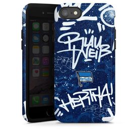 DeinDesign iPhone SE (2022) Handy Panzer Handyh&uuml;lle robuste Outdoor H&uuml;lle Schutzh&uuml;lle gl&auml;nzend Hertha Bsc Official Licensed Product Graffiti Tough Case