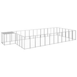 vidaXL Hundezwinger Stahl silber 7,7 m, 3,3 m, 1,1 m