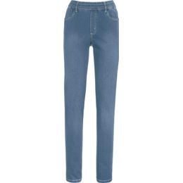 Damen High-waist-Jeans mit hohem Rundum-Dehnbund blue-bleached, Gr&ouml;&szlig;e 52