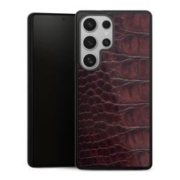 DeinDesign Galaxy S25 Ultra Handy Gallery Case Handyh&uuml;lle 9H Geh&auml;rtetes Glas R&uuml;ckseite H&uuml;lle Leather Crocodile Animal Print Gallery Case