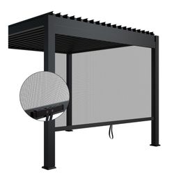 Juskys Seitenwand f&uuml;r Lamellendach Tahiti - Rollo 3 m - Aluminium & Stoff - Zubeh&ouml;r Anthrazit