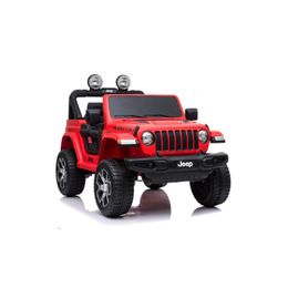 ES-Toys Kinder Elektroauto Jeep Wrangler Rubicon EVA Reifen Allrad lizenziert rot
