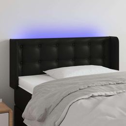 vidaXL LED Kopfteil Schwarz 83x16x78/88 cm Kunstleder