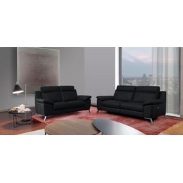 2-Sitzer Calia italia "Roby italienisches Designsofa mit exzellentem Sitzkomfort", schwarz (nero), B:172cm H:95cm T:96cm, Sofas, mit erstklassigem Lederbezug
