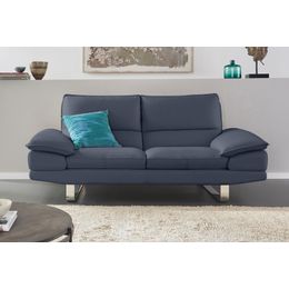 2,5-Sitzer Calia italia "Dave, Sitzkomfort der Extraklasse, extra bequeme Armlehnen", blau (dunkelblau), B:201cm H:87cm T:97cm, Leder BULL - 100% Leder;Leder SORRRENTO - 100% Leder, Sofas, mit Kufenfu&szlig;, in zwei Lederqualit&auml;ten