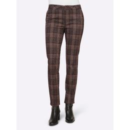 Heine Damen Karohose, Braun, Gr. 48, Skinny, Material: Baumwolle