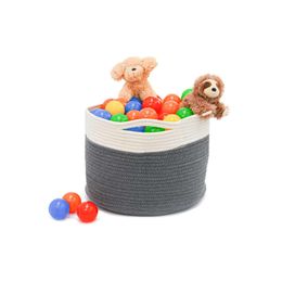 DuneDesign Ø34x25 Baumwoll Seilkorb 20L Aufbewahrungskorb Boho Wäschekorb Kinderzimmer Korb