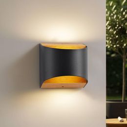 LINDBY LED-Wandleuchte Lenore, schwarz, Metall, 13cm, IP44