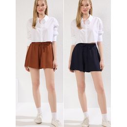 Trendyol Shorts Damen Größe 34 navy / braun