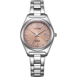 Solaruhr Citizen, silber (titansilberfarben, moccafarben), Armbanduhren, Damen, Armbanduhr, Damenuhr, Titan, Datum, Saphirglas