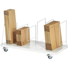 Rau Kartonagenmagazin, fahrbar, lichtgRau RAL 7035, 665 x 650 mm, 4 Steckbügel (2 x 300 mm, 2 x 500 mm)