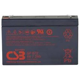 CSB Battery GP 672 Standby USV GP672F1 Bleiakku 6 V 7.2 Ah Blei-Vlies (AGM) (B x H x T) 151 x 101 x 34 mm Flachstecker 4.8 mm, Flachstecker 6.35 mm