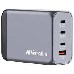 Verbatim GNC-240 GaN Reiseladeadapter 240 W 1x USB-A, 3x USB-C&reg; USB PD, USB PD 3.1, QC 3.0 Grau GaN, mit Europa-Adapter, mit UK-Adapter, mit USA-Adapter