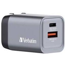 Verbatim GNC-35 GaN Reiseladeadapter 35 W 1x USB-A, 1x USB-C&reg; USB PD, USB PD 3.0, QC 3.0 Grau GaN, mit Europa-Adapter, mit UK-Adapter, mit USA-Adapter
