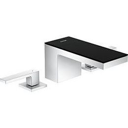 Hansgrohe Axor MyEdition Waschtisch-3-Loch-Armatur 47050600 Ausladung 151 mm, mit Push-Open Ablaufgarnitur, chrom/Schwarzglas