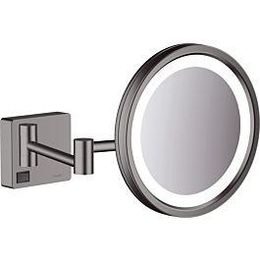 Hansgrohe AddStoris Rasierspiegel 41790340 mit LED Leuchte, Wandmontage, brushed black chrome