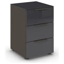 Nachtkommode Rauch "Nachttisch Nachtschrank Nachtkonsole FLIPP mit Glasfront", grau (graphit, glas basalt), B:40cm H:60cm T:42cm, Holzwerkstoff, Sideboards, mit 3 Schubladen und Soft-Close-Funktion, Oberboden und Front Glas