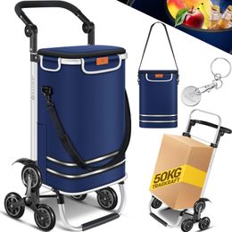 Kesser&reg; Einkaufstrolley Treppensteiger mit K&uuml;hlfach klappbar mit 56L Kapazit&auml;t und belastbar bis 50kg 3in1 Trolley Sackkarre & Umh&auml;ngetasche Faltbarer Einkaufswagen inkl. Einkaufschip