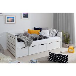 Ticaa Sofabett Naomi inkl. 5x Schubk&auml;sten, 120x200, Wei&szlig;