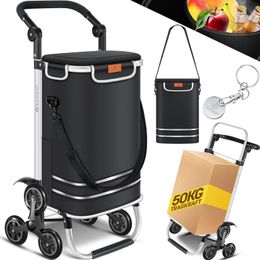 Kesser&reg; Einkaufstrolley Treppensteiger mit K&uuml;hlfach klappbar mit 56L Kapazit&auml;t und belastbar bis 50kg 3in1 Trolley Sackkarre & Umh&auml;ngetasche Faltbarer Einkaufswagen inkl. Einkaufschip