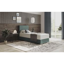 Boxbett MR. COUCH "Stratus 2", blau (velvet 87 petrol), B:97cm L:211cm, 100% Polyester, Komplettbetten, Boxspringbett, inkl. Bettkasten und Matratze