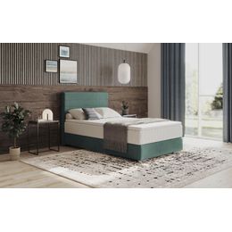 Boxbett MR. COUCH "Stratus 2", blau (velvet 87 petrol), B:127cm L:211cm, 100% Polyester, Komplettbetten, Boxspringbett, inkl. Bettkasten und Matratze