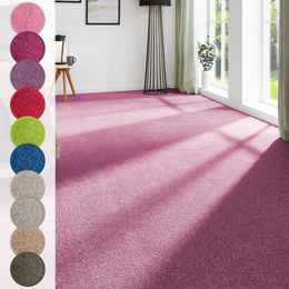 Teppichboden ANDIAMO "Ines, Kräuselvelours, Made in Netherlands", lila (flieder), B:400cm H:8,5mm L:300cm, Kunstfaser, Teppiche, Uni Farben, Breite 400 cm, strapazierfähig & pflegeleicht