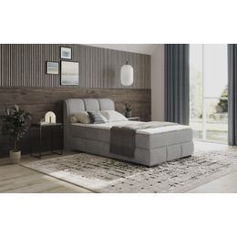 Boxbett MR. COUCH "Bethany mit Bettkasten, inkl. Matratze", silber (dolce 14 silber), B:136cm L:223cm, Komplettbetten, Topper und Zierkissen, in verschiedenen Härtegraden verfügbar