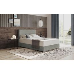Boxbett MR. COUCH "Stratus 2", grau (velvet 91 stone), B:147 L:211, 100% Polyester, Komplettbetten, Boxspringbett, inkl. Bettkasten und Matratze