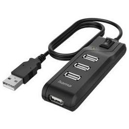 hama 00200118 USB-Hub, 4 Ports, USB 2.0, 480 Mbit/s, Ein-/Ausschalter