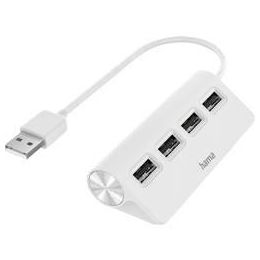 hama 00200120 USB-Hub, 4 Ports, USB 2.0, 480 Mbit/s, Wei&szlig;